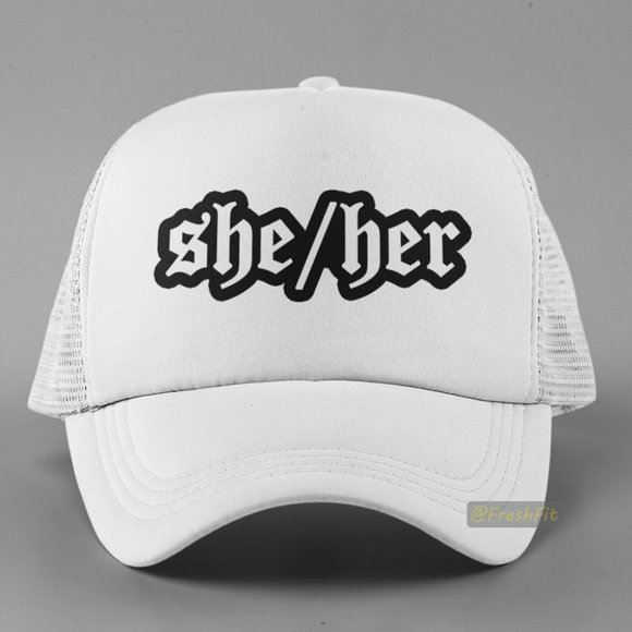 Accessories | She Her Pronouns Gothic Foam Trucker Hat Mesh Snapback ...